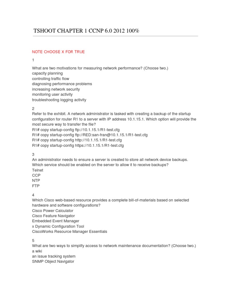 Tshoot Chapter 1 CCNP 6 | PDF | Computer Network | File Transfer Protocol