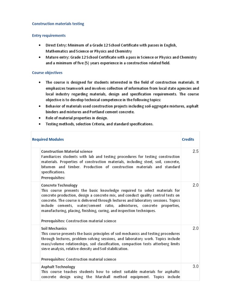 Construction Materials Testing Course | PDF | Road Surface | Concrete