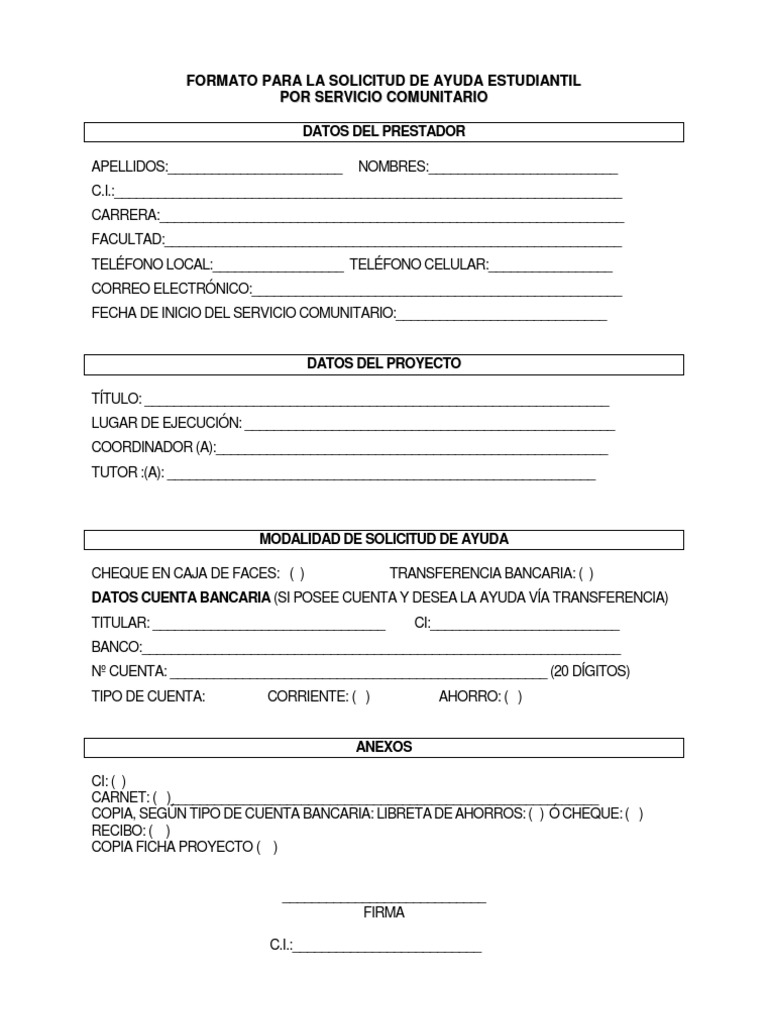 Solicitud de Cheque Estudiantil | PDF | Negocios