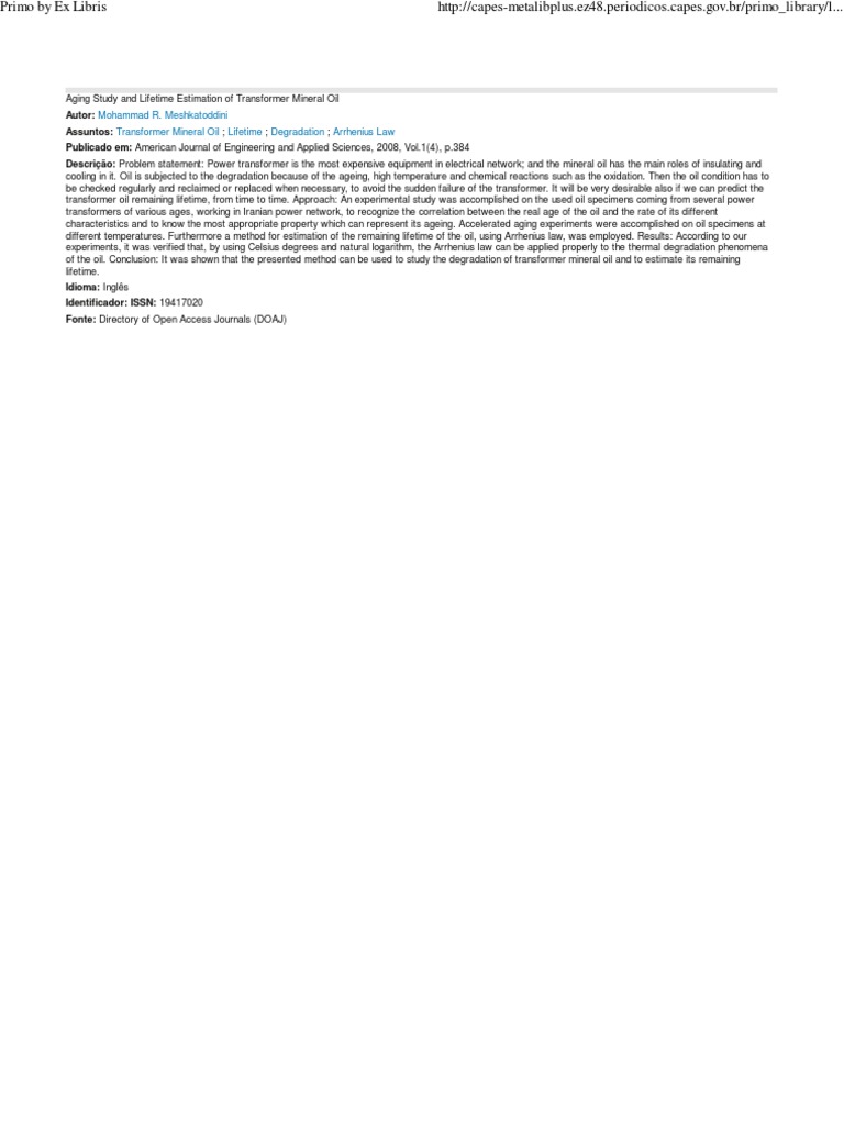 Primo by Ex Libris | PDF | Transformer | Experiment