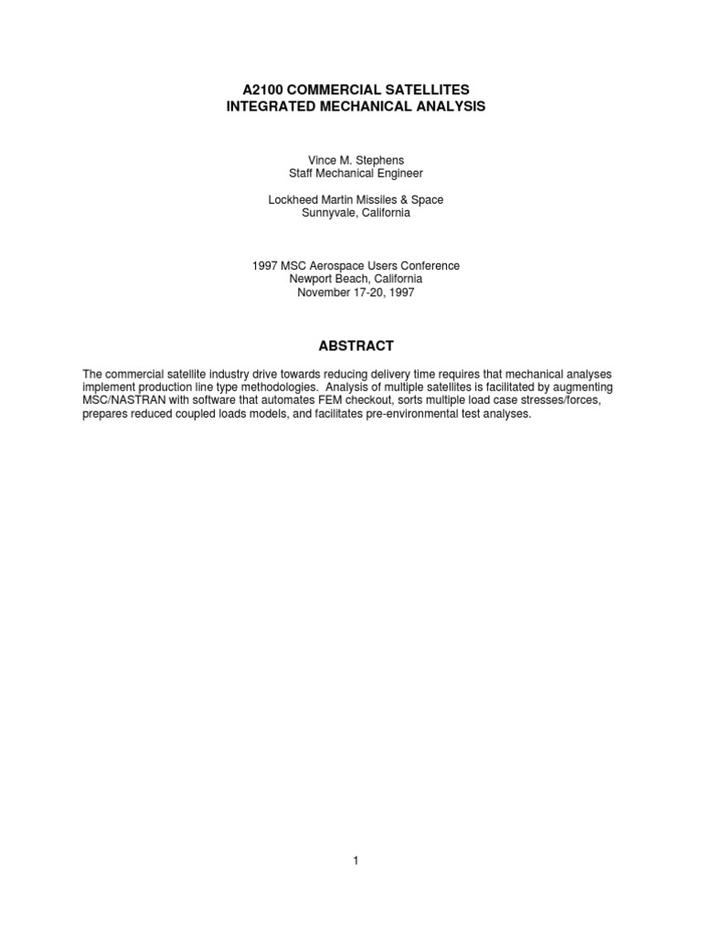 A2100 Satellite Mechanical Analysis | PDF | Finite Element Method ...
