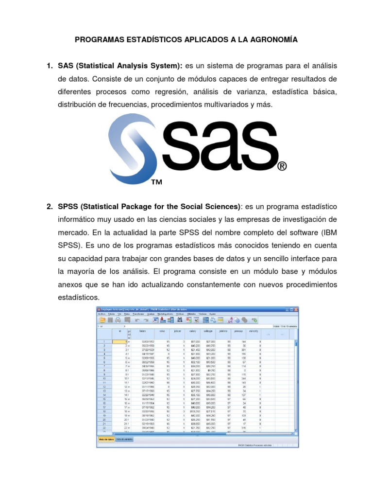 PROGRAMAS ESTADÍSTICOS APLICADOS A LA AGRONOMÍA | Spss | Estadísticas ...