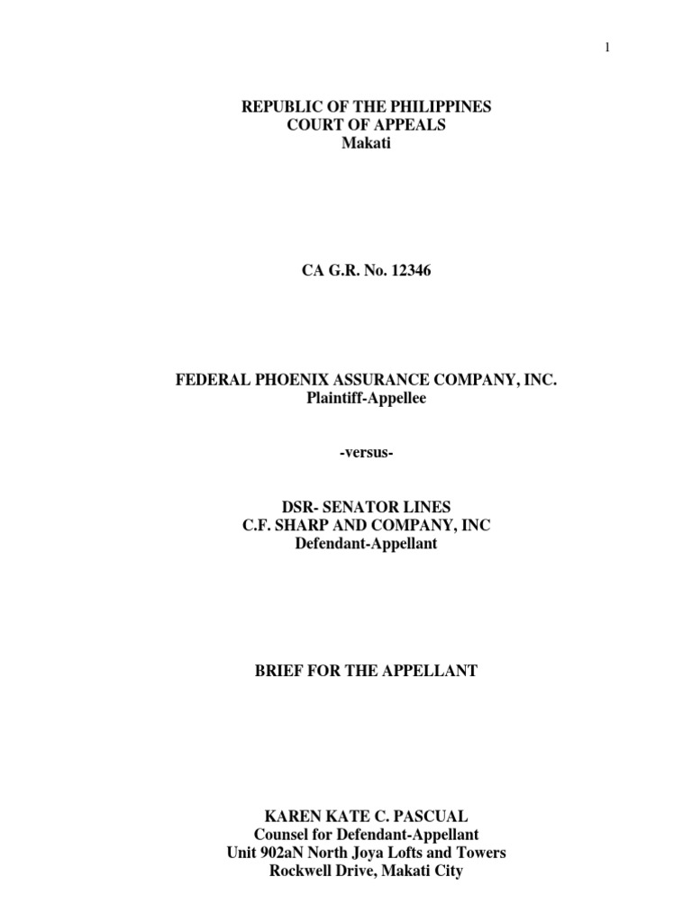 sample Appellant Brief | Brief (Law) | Common Carrier