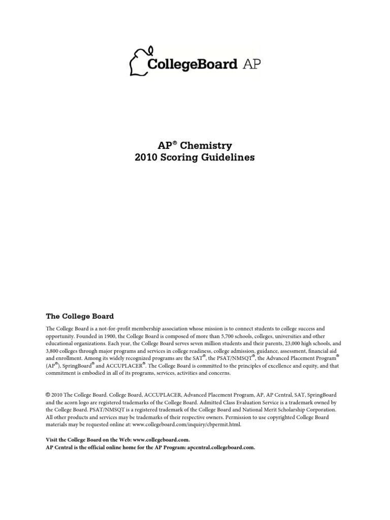 Ap10 Chemistry Scoring Guidelines | PDF | Chemical Polarity ...