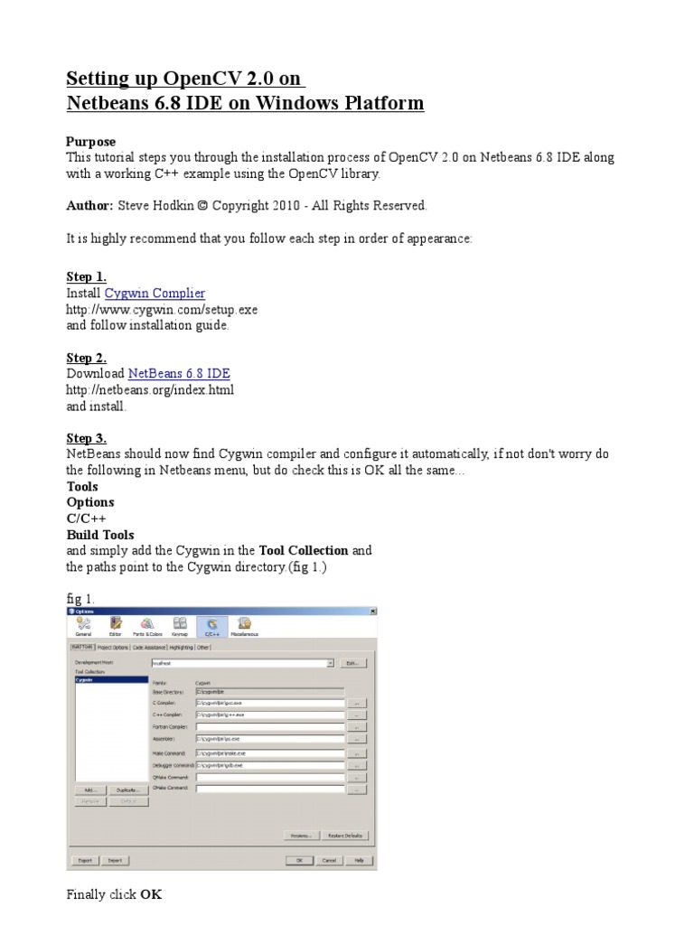 openCV2.0 Netbeans 6.8 | PDF | Net Beans | Applications & Software