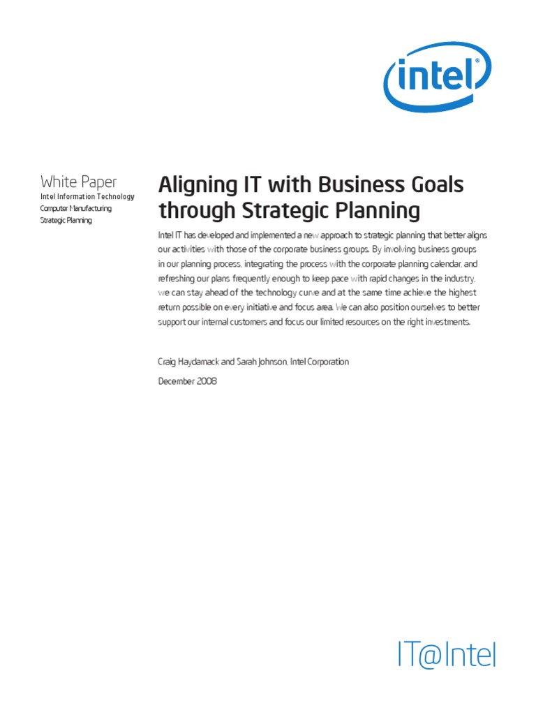 Intel It Aligning It With Business Goals Paper | PDF | Strategic ...