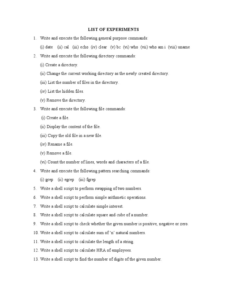 List of Experiments | PDF | C (Programming Language) | String (Computer Science)