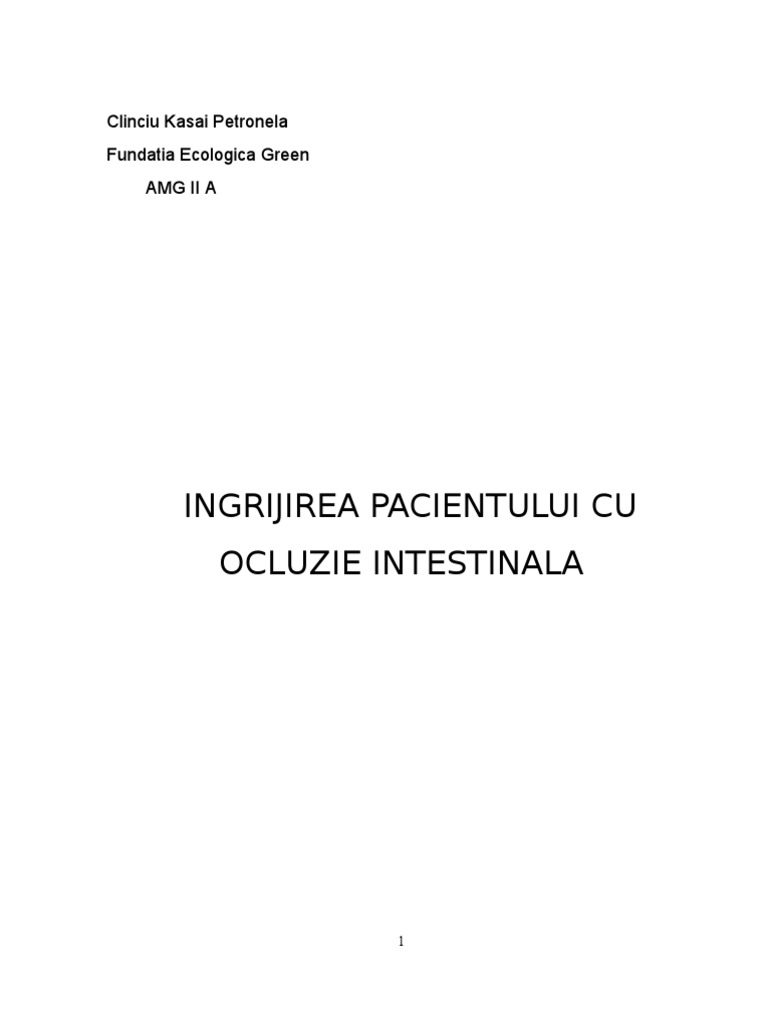 Ocluzie Intestinala | PDF