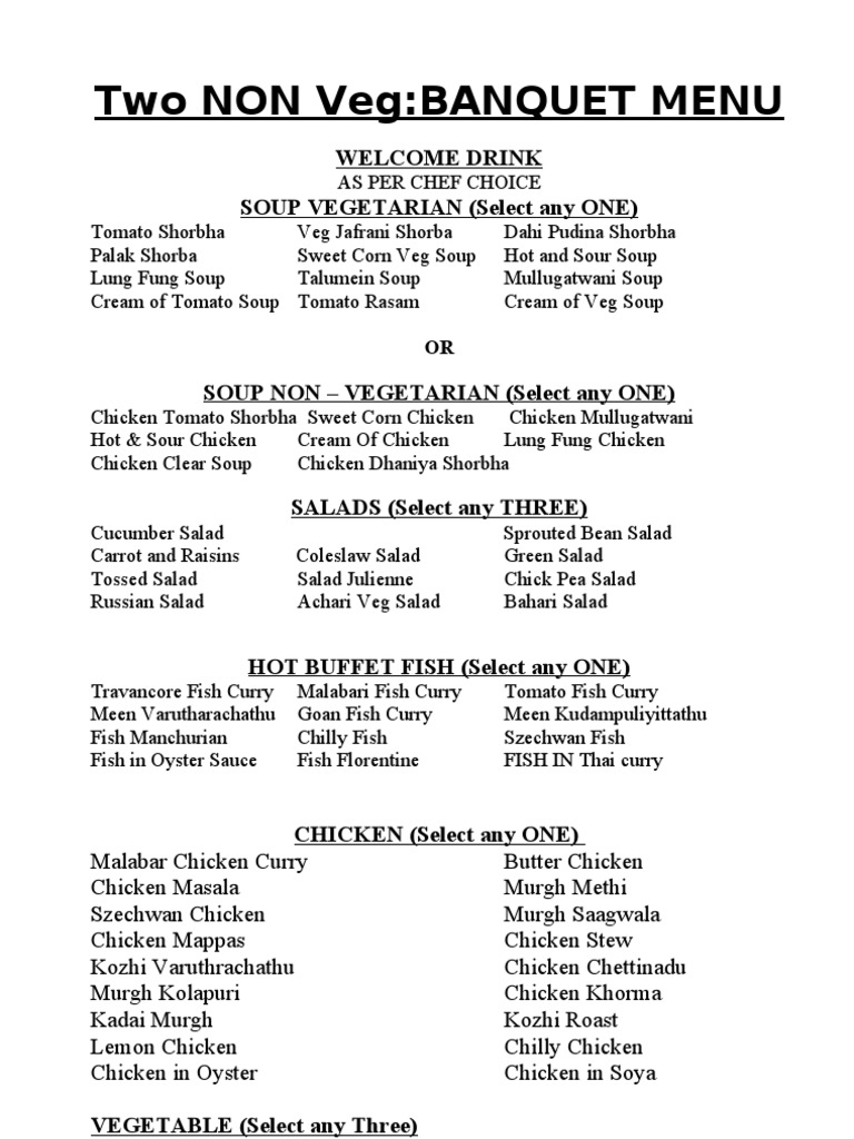 Non-Veg Banquet Menu Options | PDF