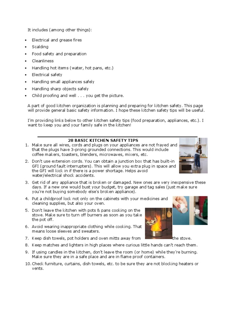 28 Basic Kitchen Safety Tips | PDF | Kitchen | Knife
