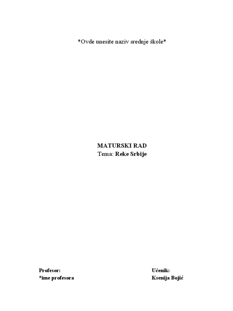 Reke Srbije | PDF
