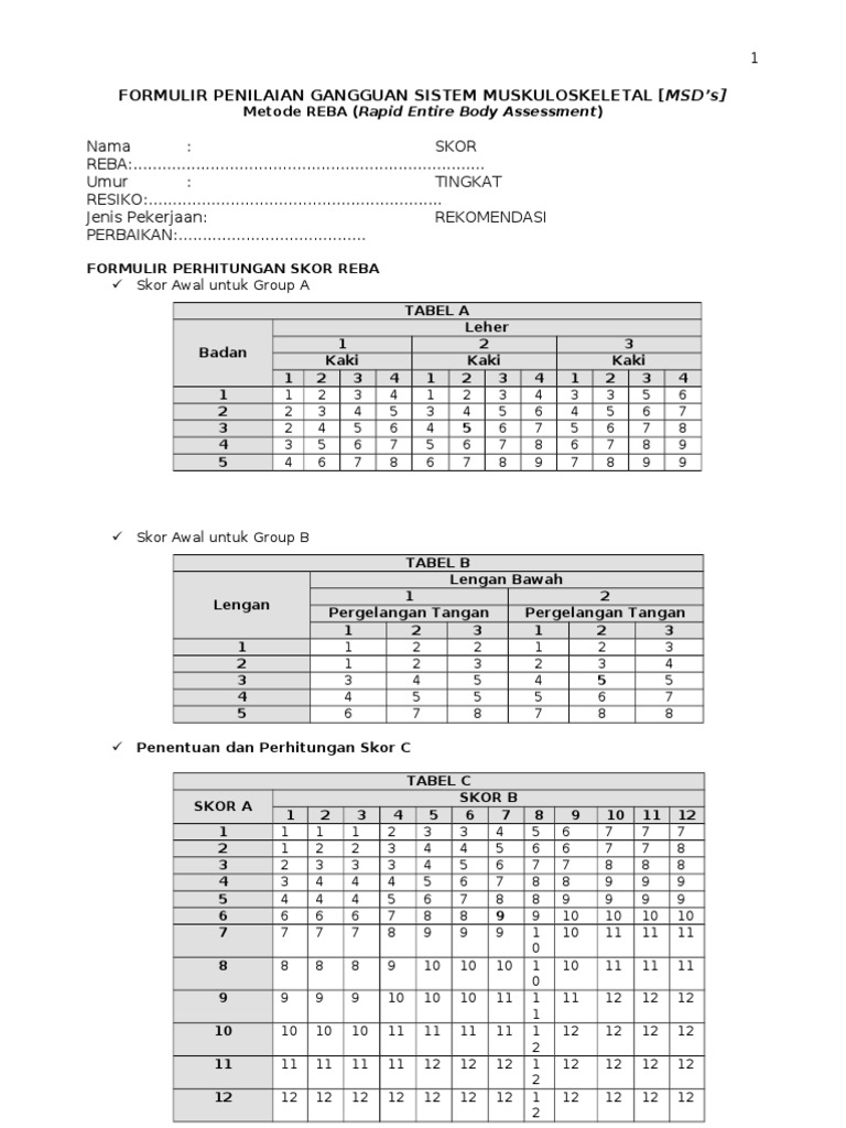 Form Pengukuran Reba | PDF