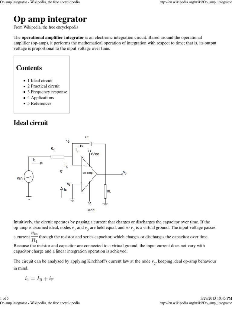 Op-Amp Integrator | PDF | Operational Amplifier | Electrical Engineering