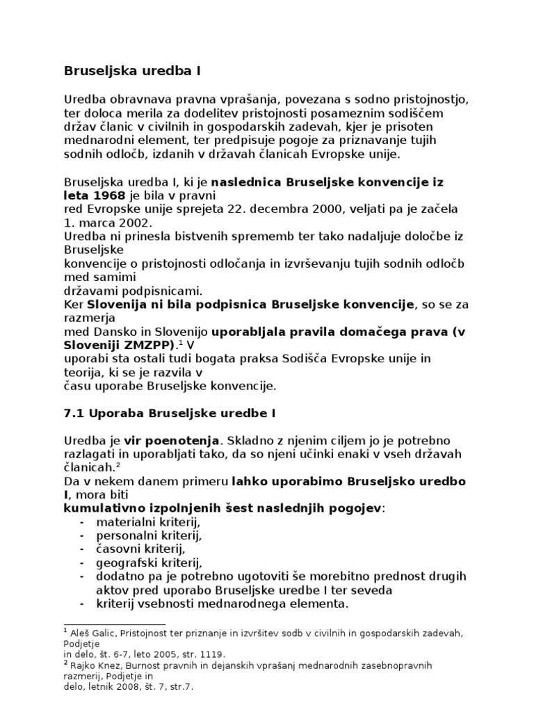 Bruseljska Uredba I | PDF