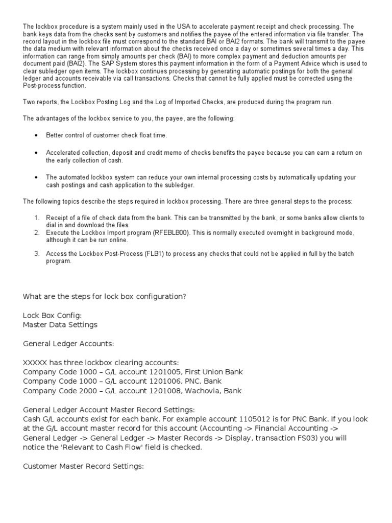 Lock Box | PDF | Cheque | Payments