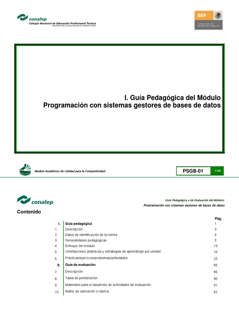 Guia Programacion Con Sistemas Gestores de Base de Datos | PDF | SQL ...