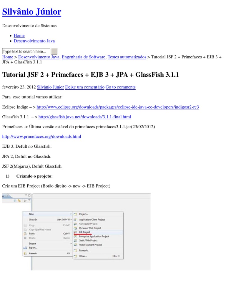 Tutorial JSF 2 + Primefaces + EJB 3 + JPA + GlassFish 3.1.1 - Silvânio Júnior | PDF | Xhtml ...