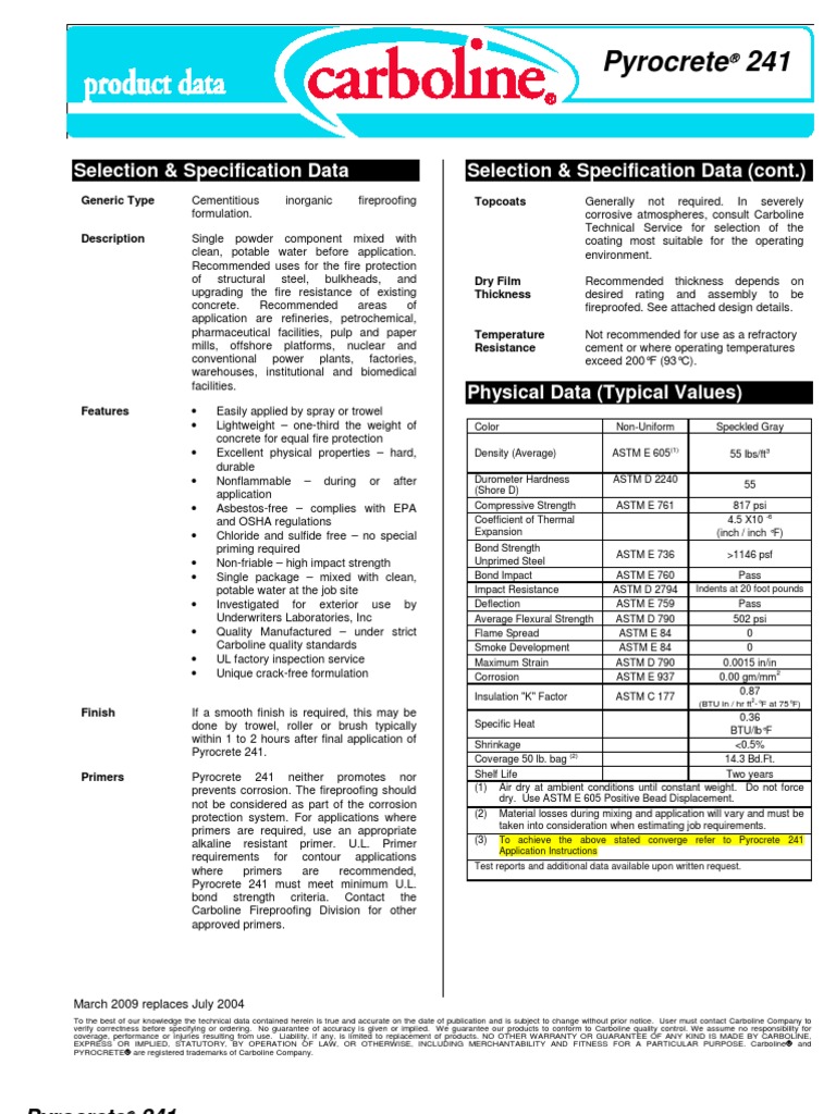 Pyrocrete 241 | Shelf Life | Refractory