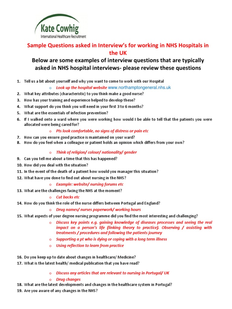 Sample Questions Asked in Interview KCR | PDF | National Health Service ...