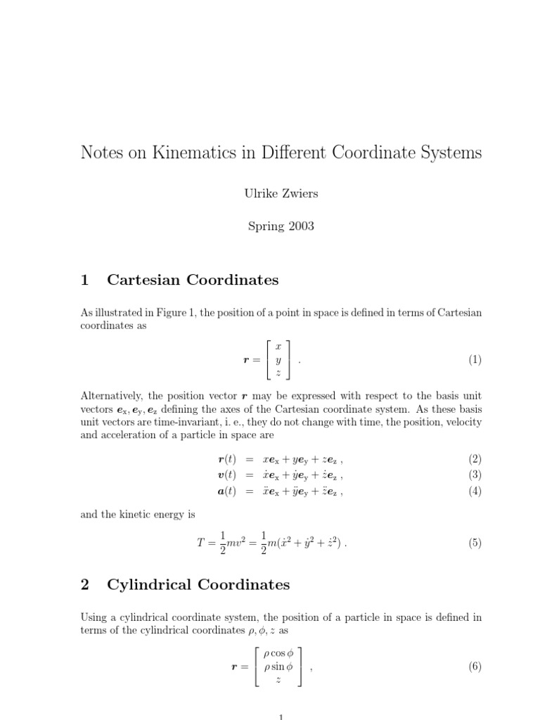 Coordinates Pdf Coordinate System Euclidean Vector