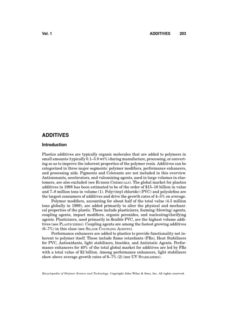 Additives by Herman F Mark.......... Polymer Science Book Part | PDF ...