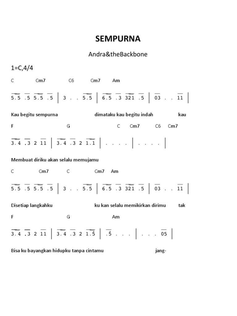 NOT ANGKA Sempurna - Andra&thebackbone | PDF