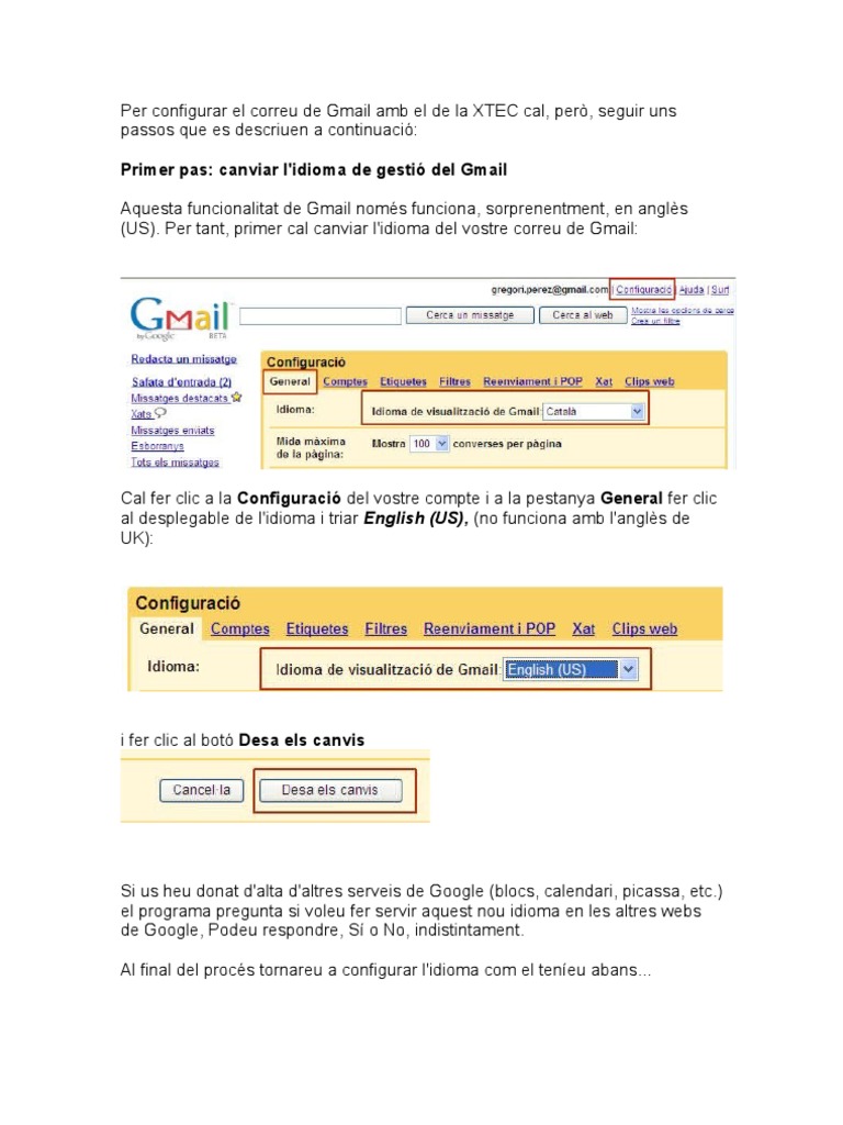 Correu Gmail Amb XTEC | PDF