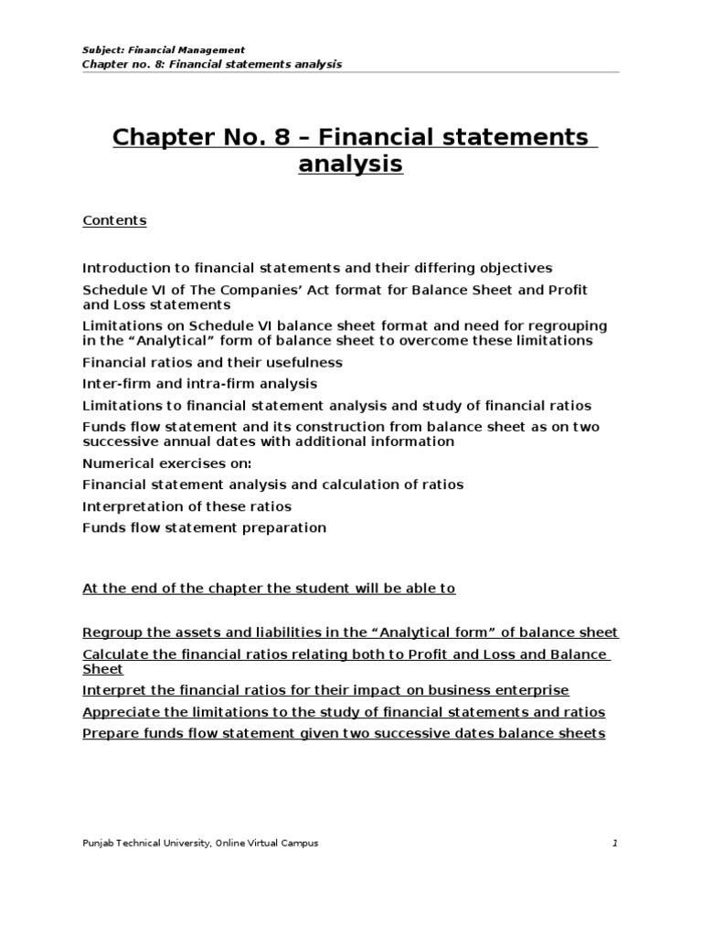 Chapter No. 8: Financial Statements Analysis | Download Free PDF | Dividend | Expense