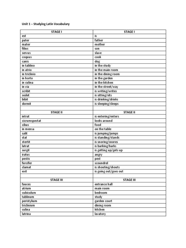 Latin Vocabulary | PDF