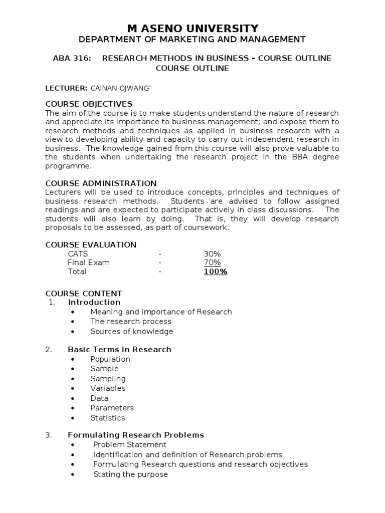 Business Research Course Guide | PDF