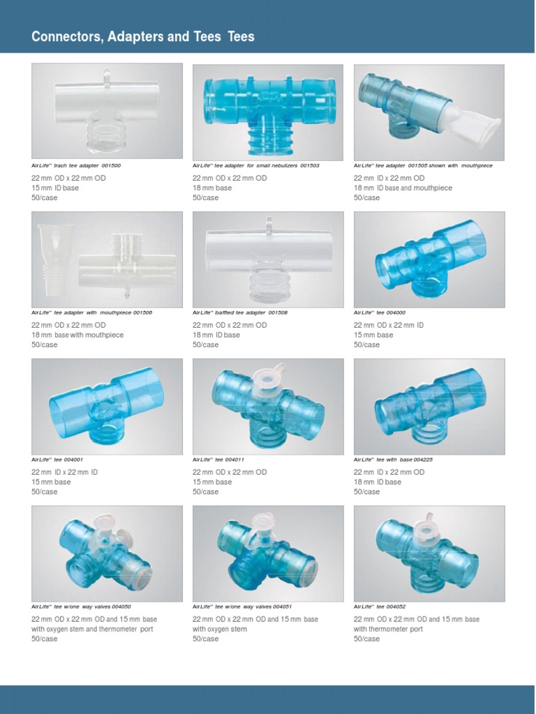 Carefusion Connectors Adapters Tees | PDF | Respiration | Equipment