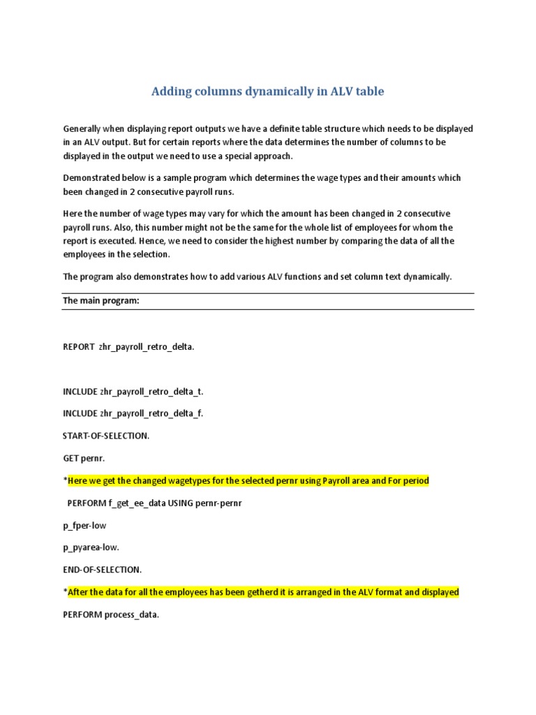 Dynamic Column Addition in ALV Reports | PDF | Software Development ...