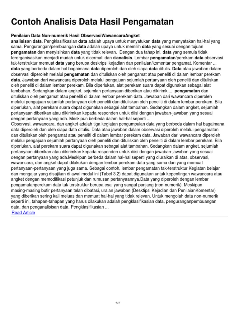 Contoh Analisis Data Hasil Pengamatan | PDF
