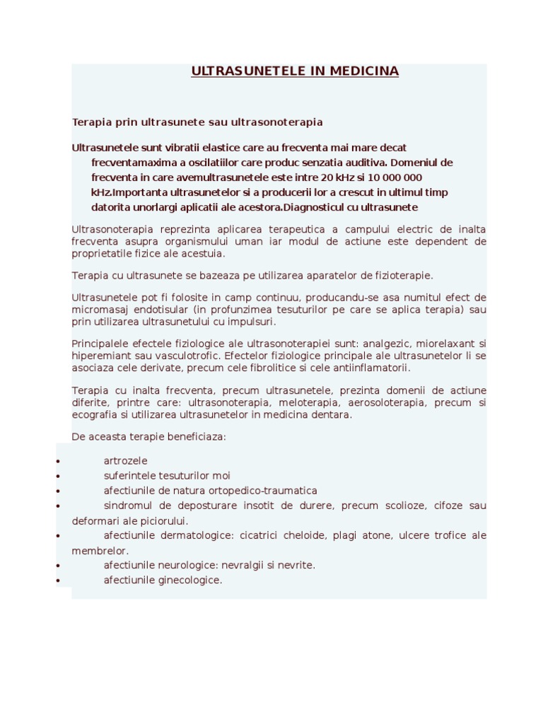 Ultrasunetele in Medicina | PDF