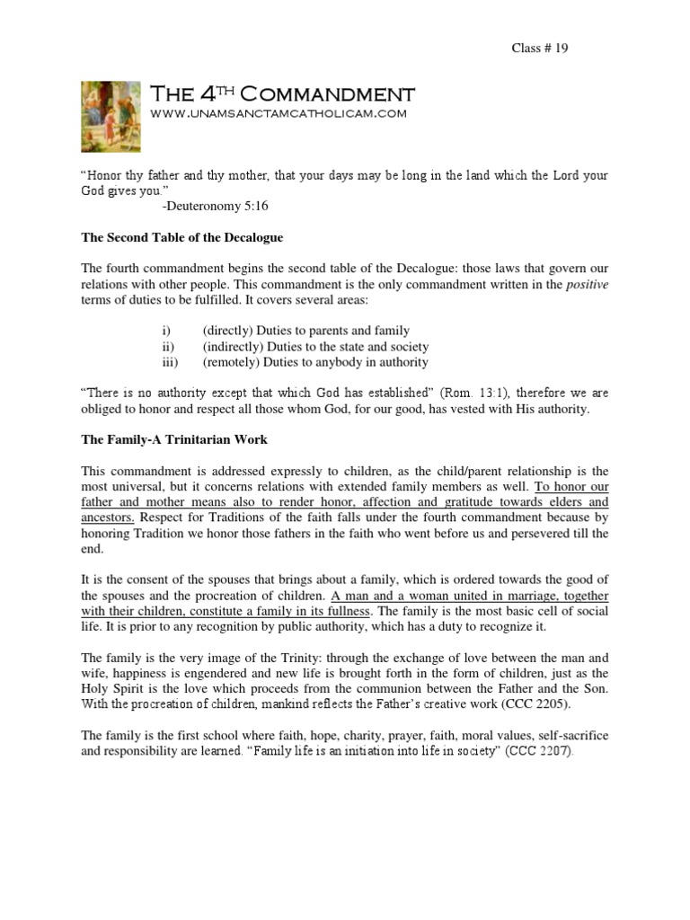 4th Commandment | PDF | Ten Commandments | Catholic Church
