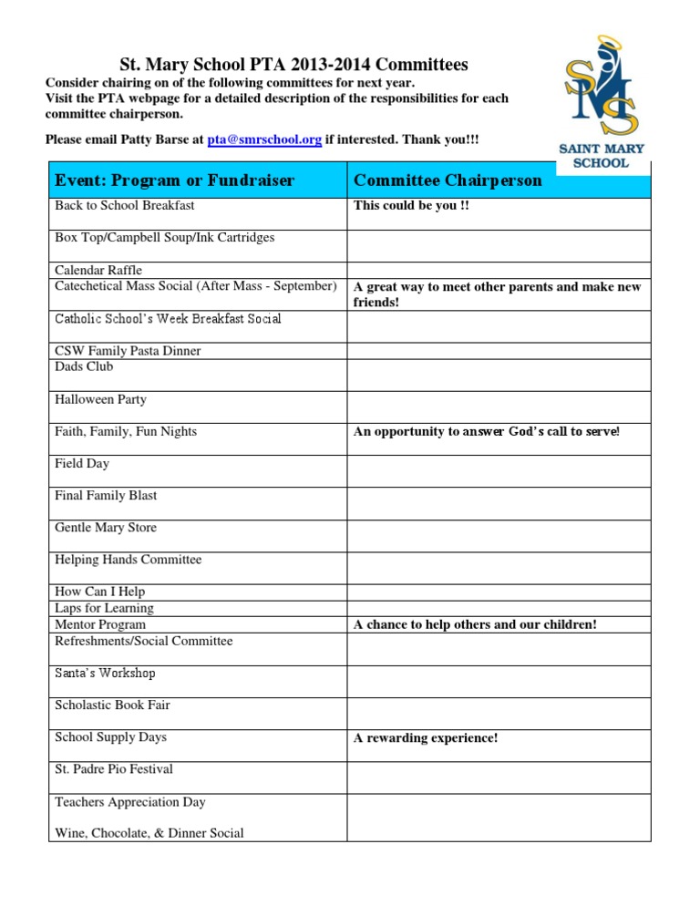 PTA Committees | PDF