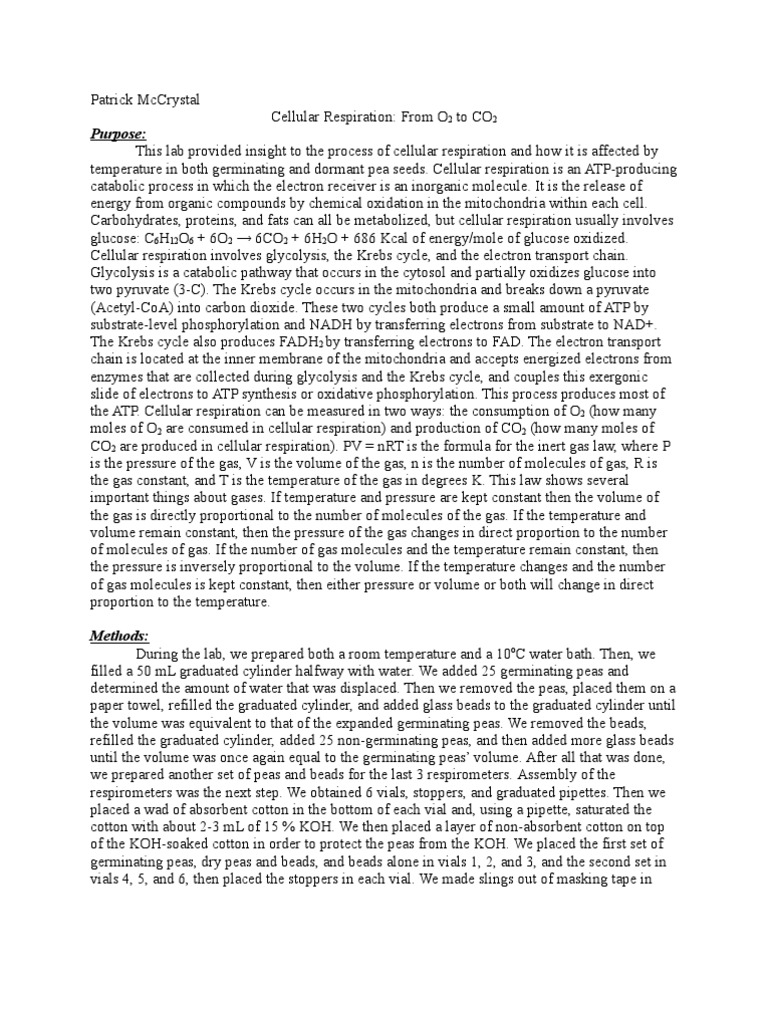 Cellular Respiration Lab Ap Biology