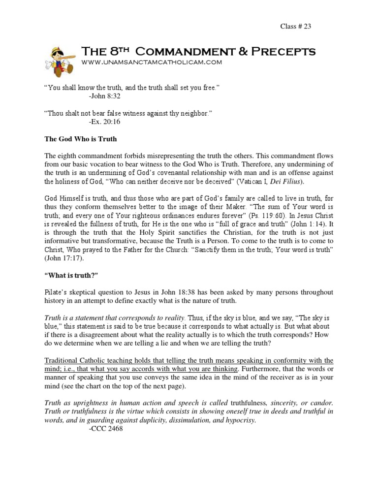 8th Commandment | PDF | Lie | Catholic Church