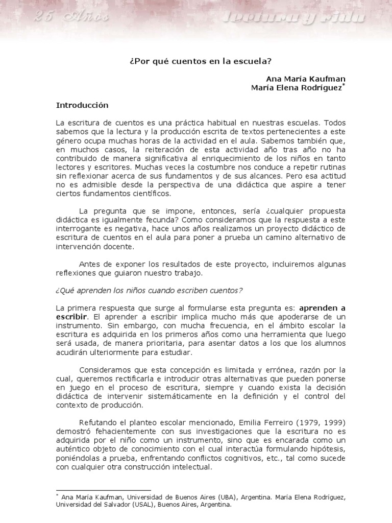 Porque Los Cuentos En La Escuela Pdf Cuentos Conocimiento