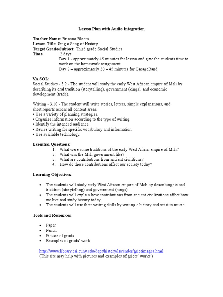 Third Grade Mali History Lesson | PDF | Storytelling | Oral Tradition