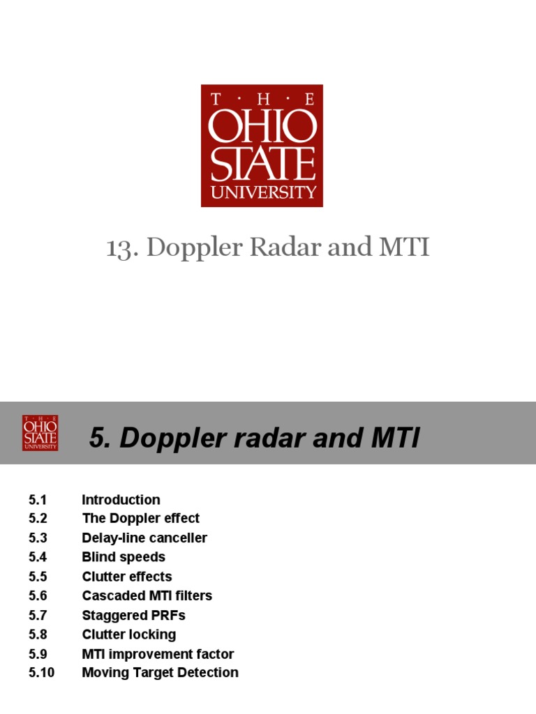 Doppler Radar and MTI - 2013 | PDF