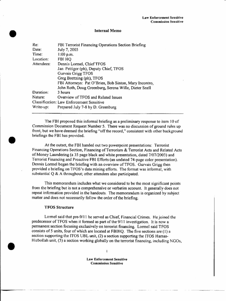T4 B16 Team 4 Interviews FDR - Internal Memo - FBI TFOS - Terrorist ...