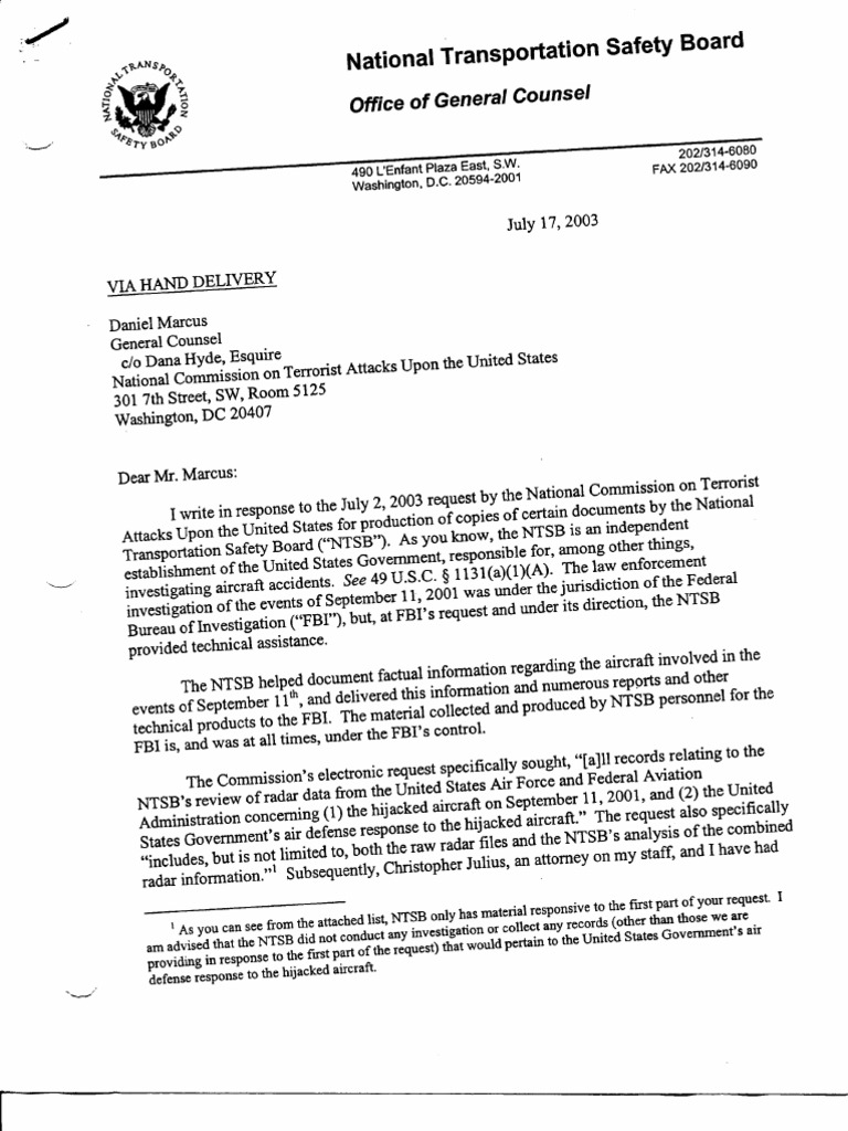 T8 B11 Kevin Schaffer 2 of 2 FDR - Letter From NTSB To Re FBI Approval ...