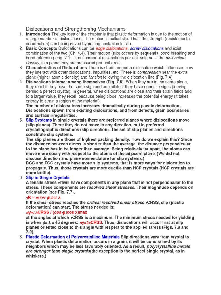 Dislocations and Strengthening Mechanisms | PDF