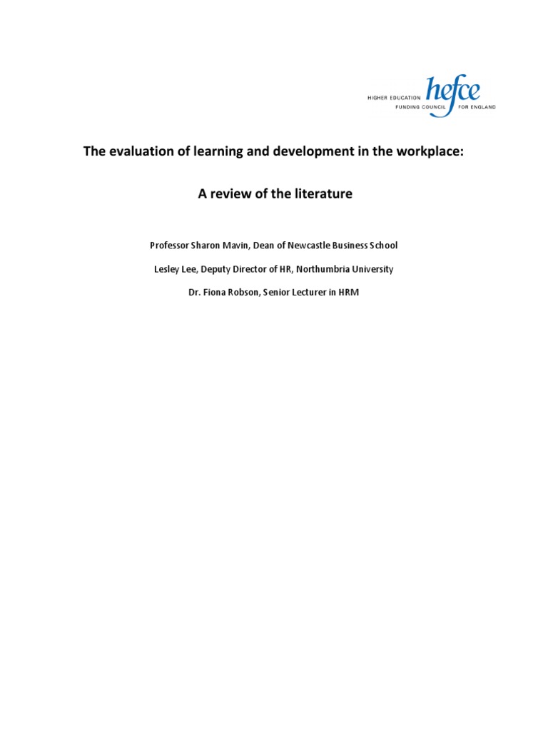 The Evaluation of Learning and Development in The Workplace | PDF ...