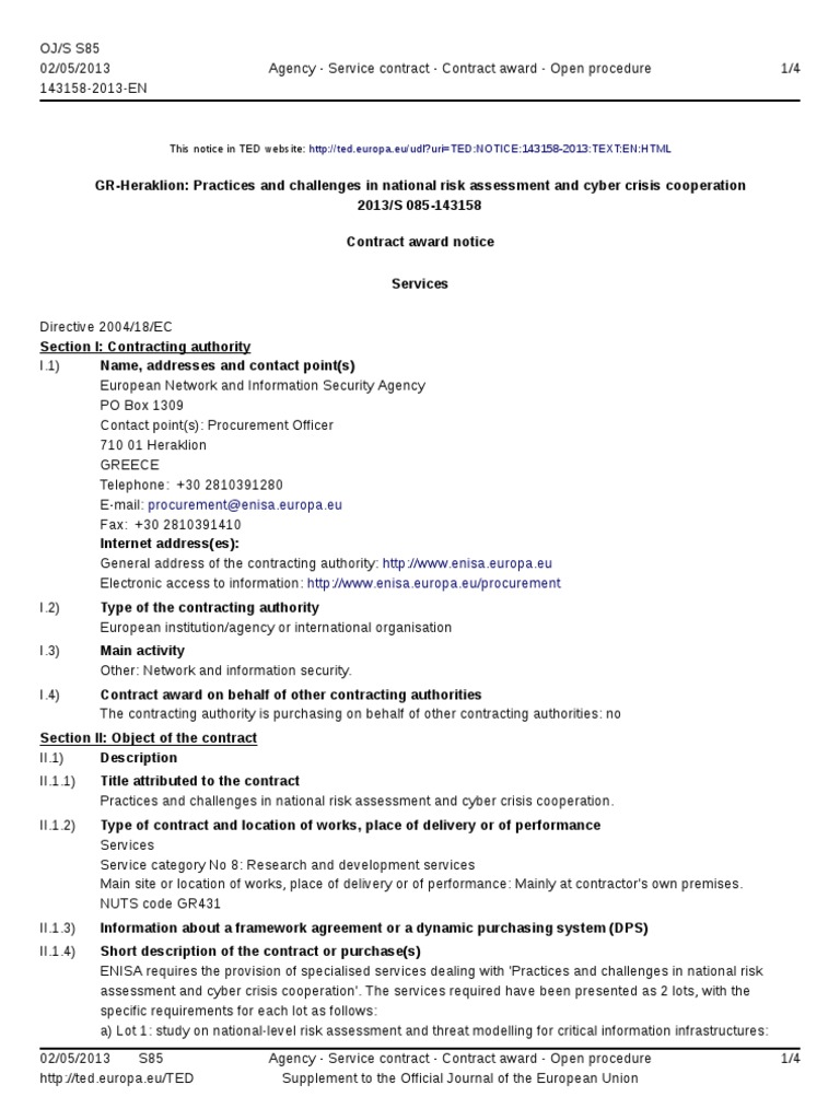 Contract Award Notice | PDF | Government | Business