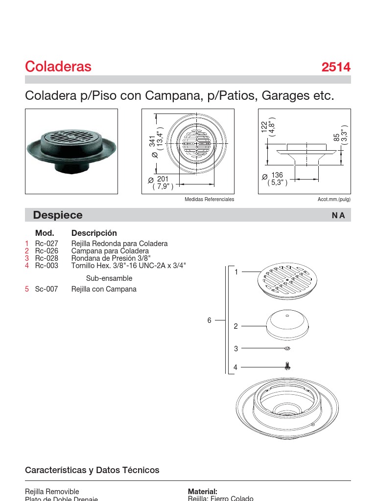 Coladera Helvex 2514 PDF | PDF
