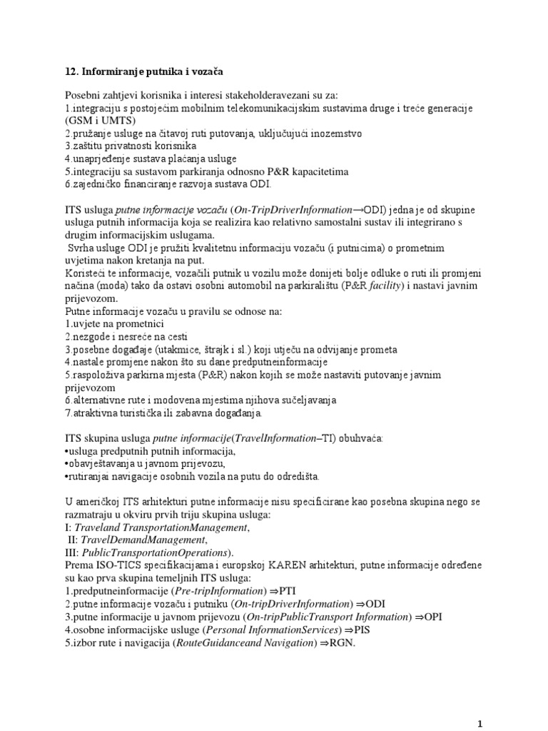 2 Kolokvij Inteligentni Transportni Sustavi | PDF