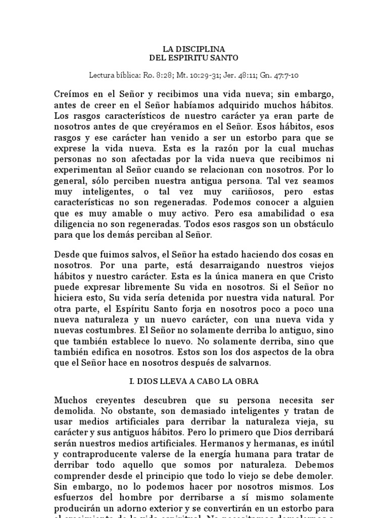 La Disciplina Del Espiritu Santo | PDF | Jacob | Amor