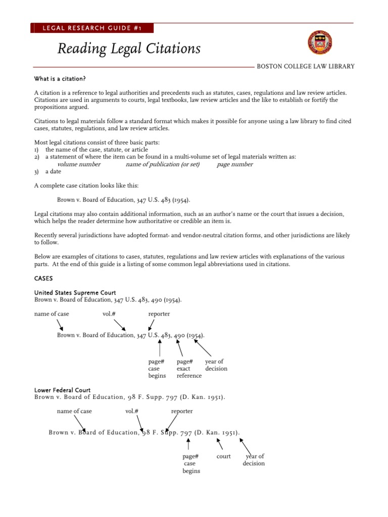 Legal Research - Citations (U.S.) | Download Free PDF | Case Citation ...